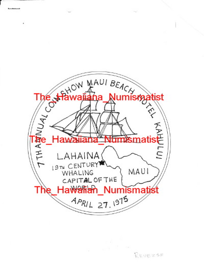 Reverse Sketch 1975 Maui Coin Club Medal | The Hawaiiana Numismatist